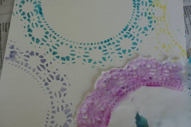 Watercolor Painting with Doilies